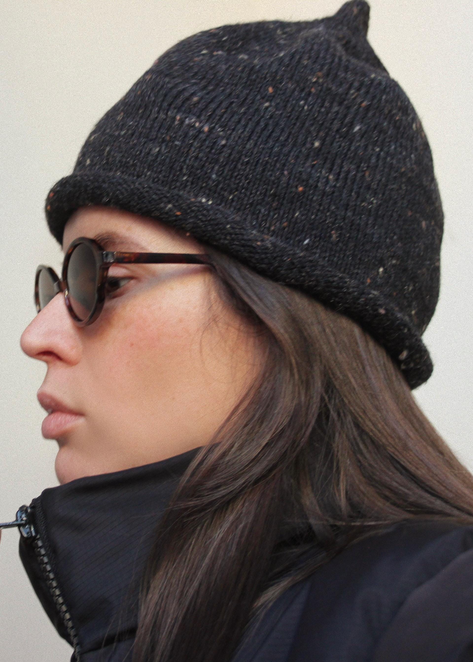 Speckled Tweed Teletubby Hat in Black, Nipple Beanie Hat - Etsy