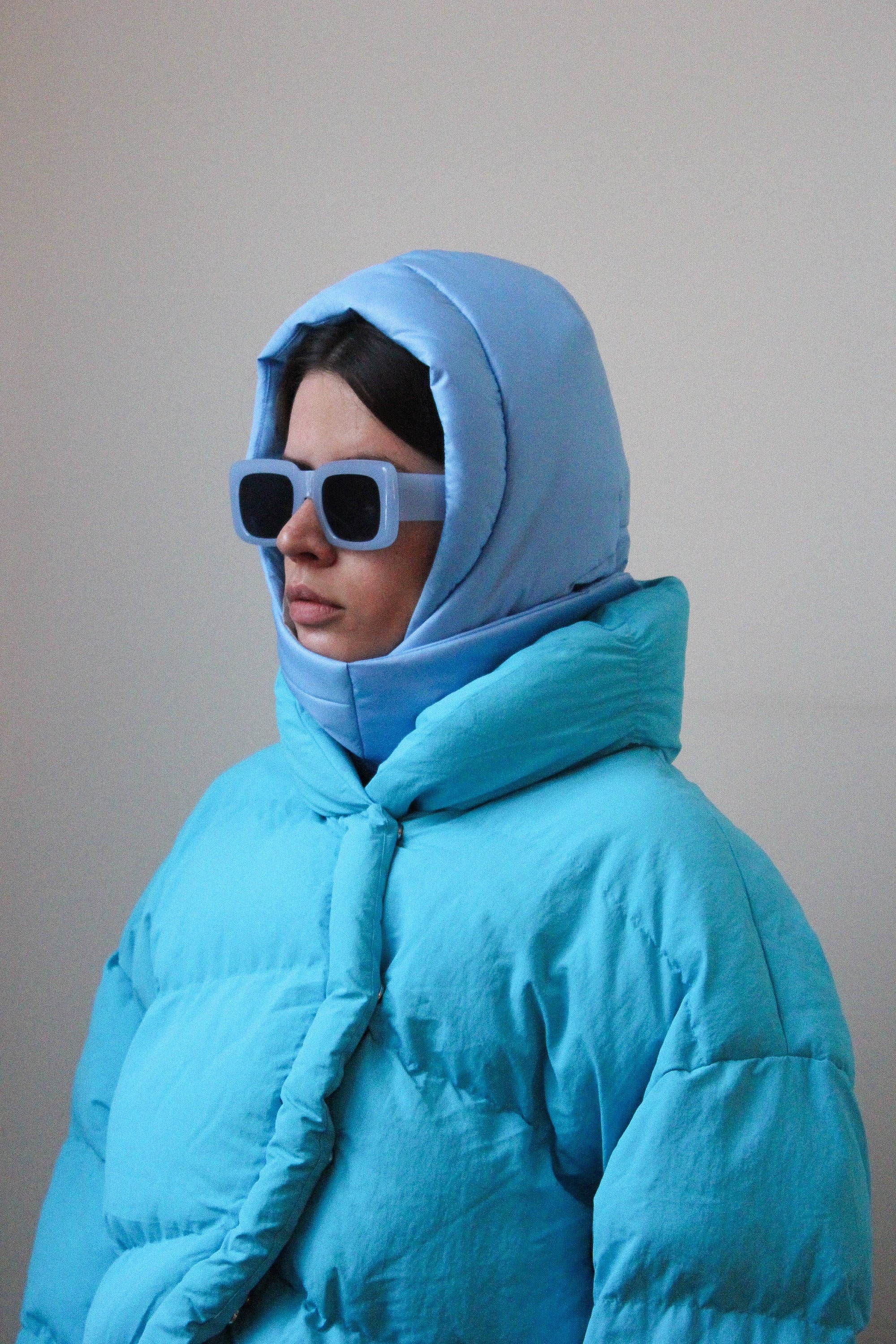PILLOW Headscarf Balaclava in Baby Blue Scarf Quilted Shawl - Etsy