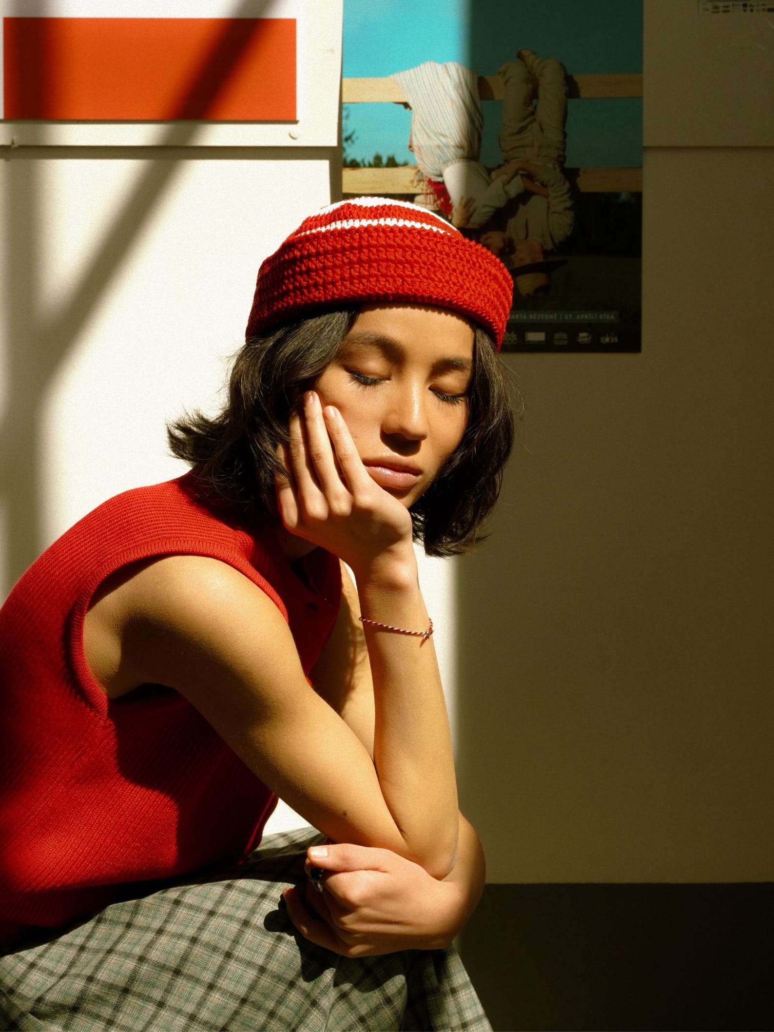 Crochet Premium Cotton Striped Marin Hat in Red & White, Pillbox Hat ...