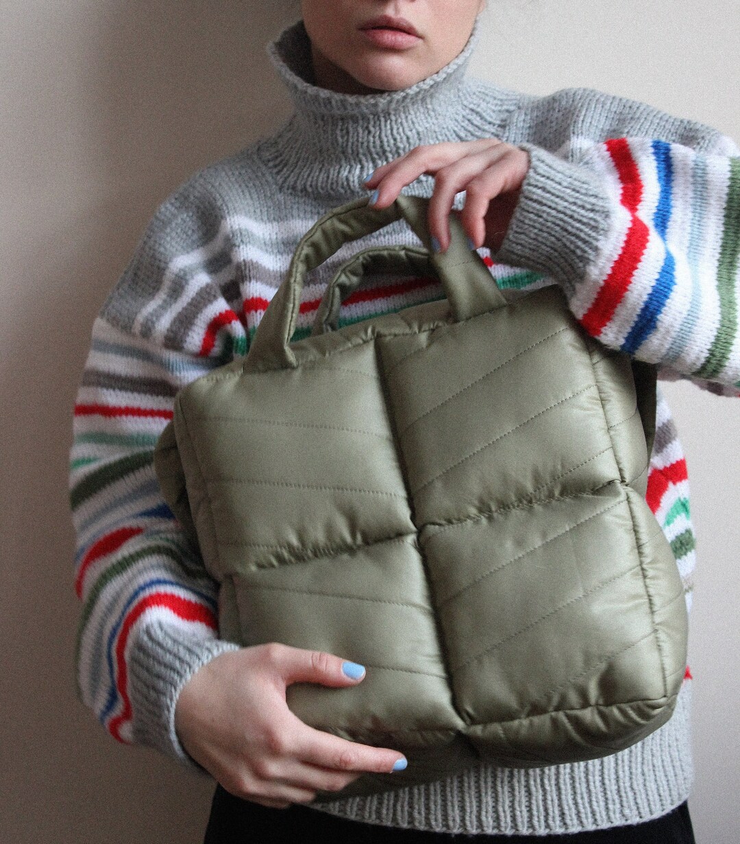 PILLOW PUFFER BAG in Powder Pink Padded Super Puffer Oversize Tote ...