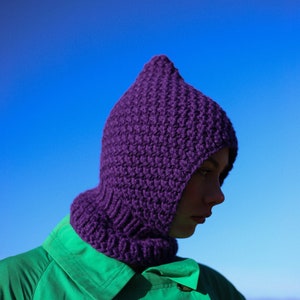 Hand-knitted Chunky Balaclava in Purple - Etsy