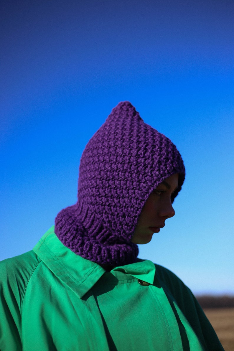 Hand-knitted Chunky Balaclava in Purple - Etsy