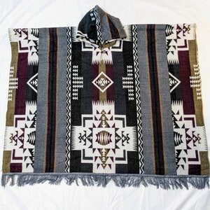 One of a Kind Handmade Alpaca Poncho, Reversilble Poncho, Geometric ...