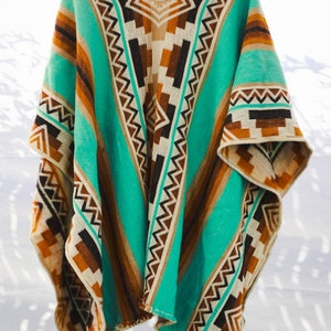 100 % Wool Western Poncho, Thick Heavy Duty Poncho, Native Tribal Poncho, Cowboy Poncho, Very ...