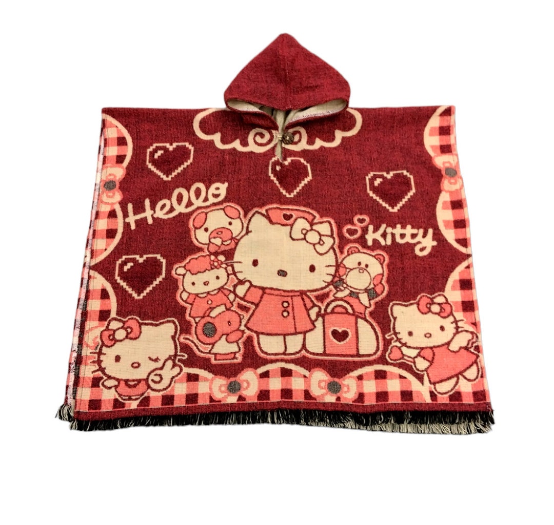 Hello Kitty Poncho Kids Size, Kids Poncho, Alpaca Poncho, Kids Hooded ...