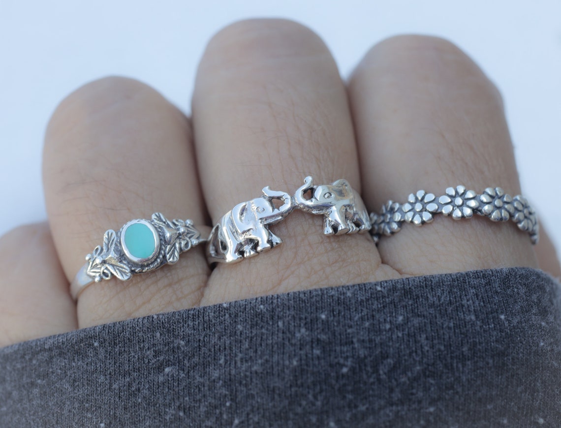 Nice Elephants Silver Ring. Solid 925 Sterling Silver Ring. Good ...
