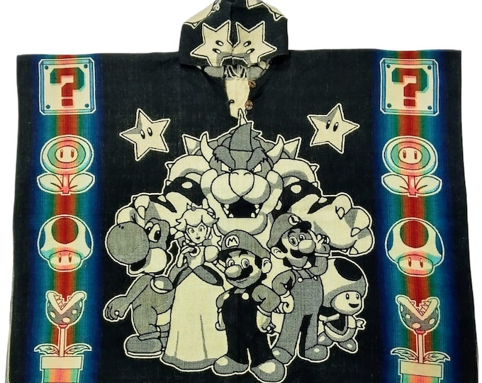 Mario Bros Poncho, Unisex Anime Poncho, Alpaca Wool Hooded Poncho ...
