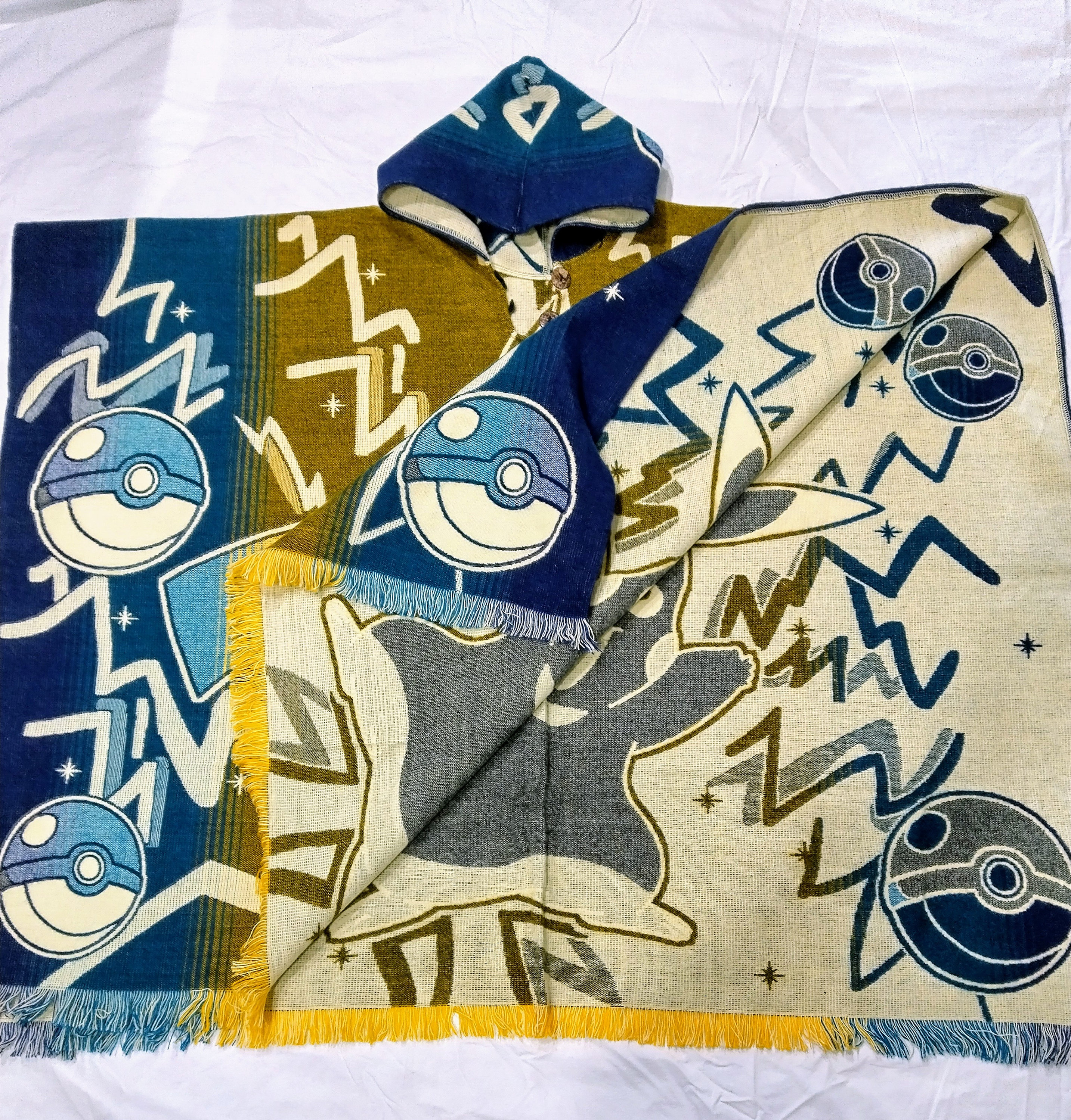 Pokemon Poncho, Alpaca Wool Poncho, Unisex Pokemon Poncho, Pikachu ...
