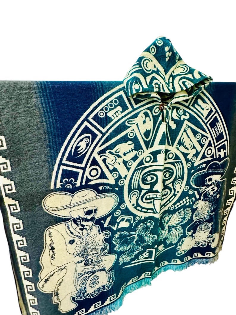 Mayan Calendar Poncho, Unisex Poncho, Handmade Poncho, Alpaca Wool ...
