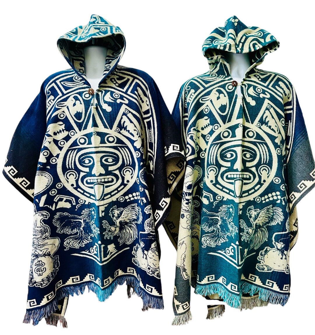 Mayan Calendar Poncho, Unisex Poncho, Handmade Poncho, Alpaca Wool ...