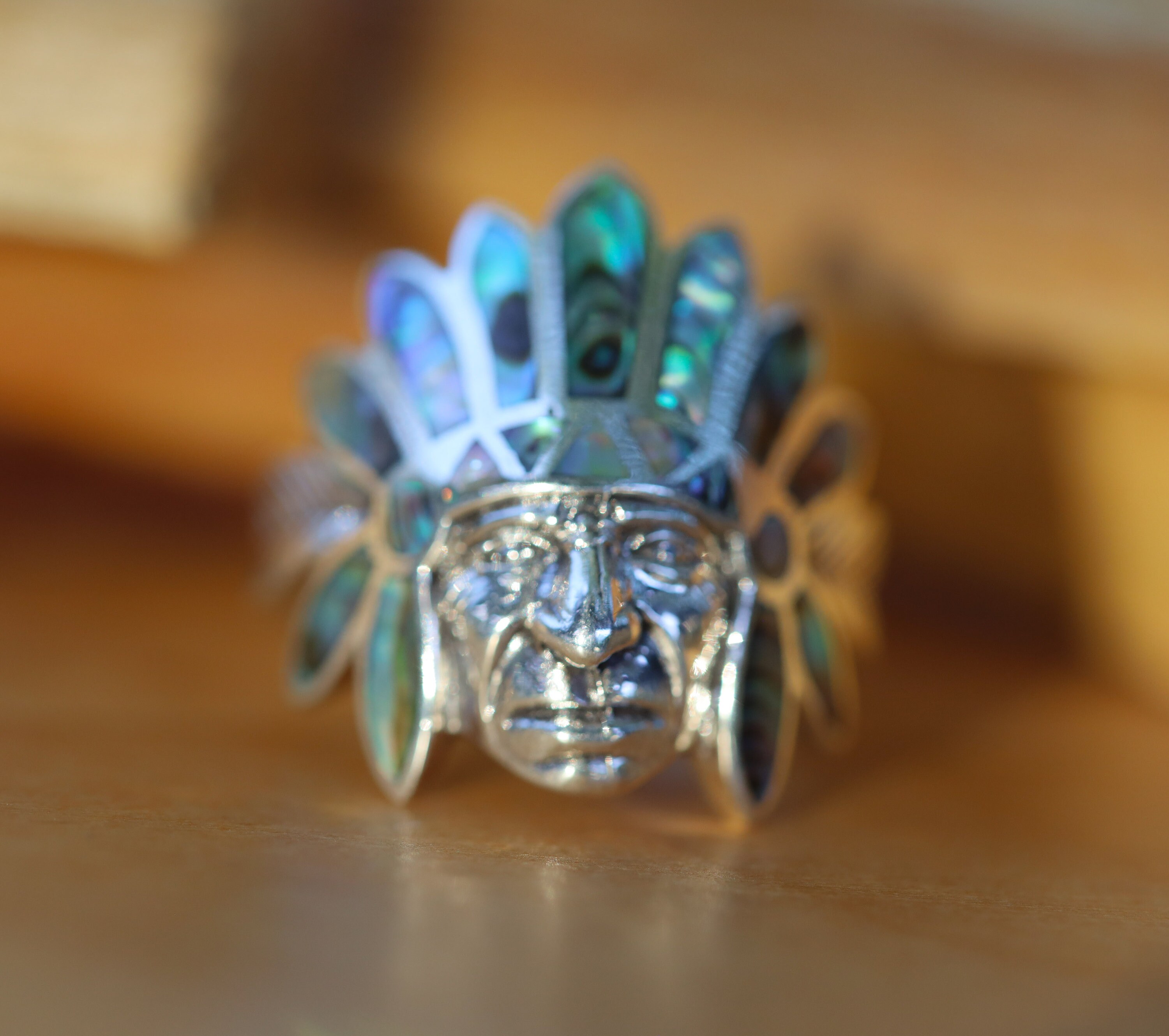 Chief Head Silver Ring Abalone Ring Unisex Ring Indian - Etsy