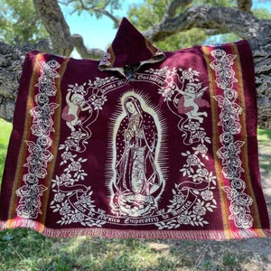 Virgen De Guadalupe Gaban, Handmade Alpaca Poncho, Reversilble Poncho ...