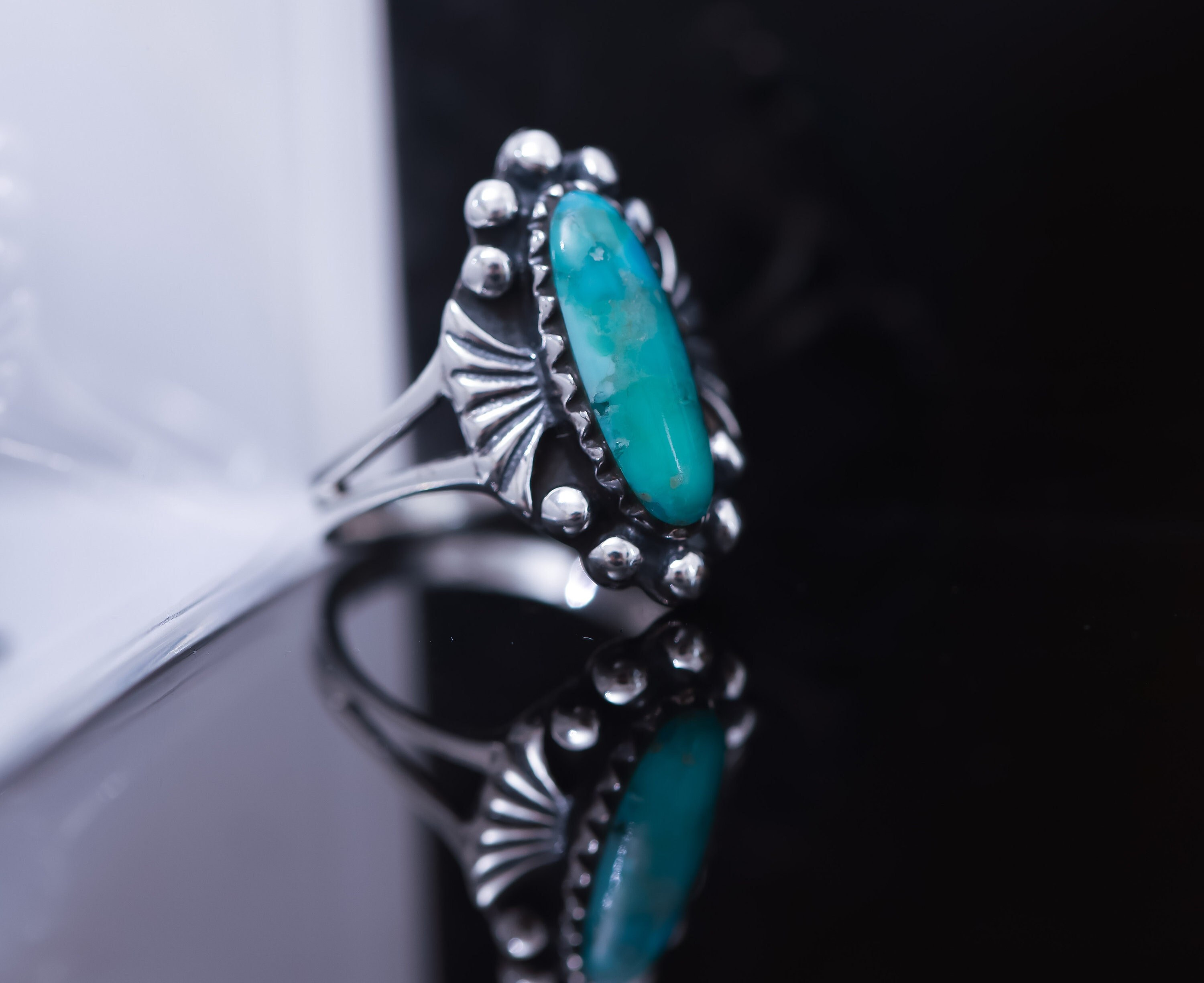 Vintage Turquoise Silver Ring Turquoise Ring Boho Ring | Etsy