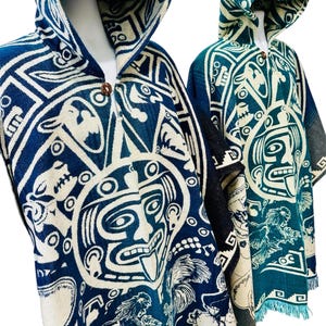 Mayan Calendar Poncho, Unisex Poncho, Handmade Poncho, Alpaca Wool ...