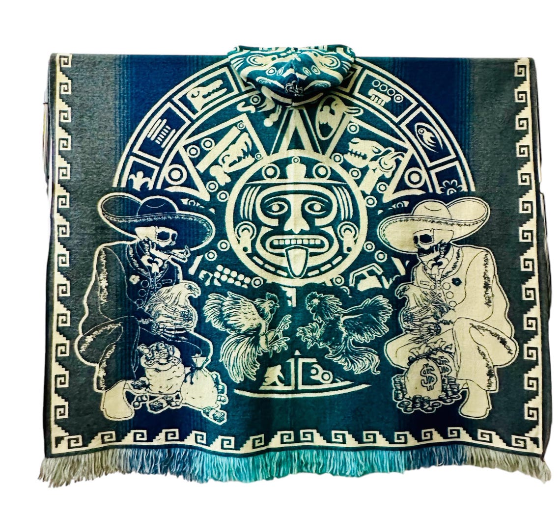 Mayan Calendar Poncho, Unisex Poncho, Handmade Poncho, Alpaca Wool ...