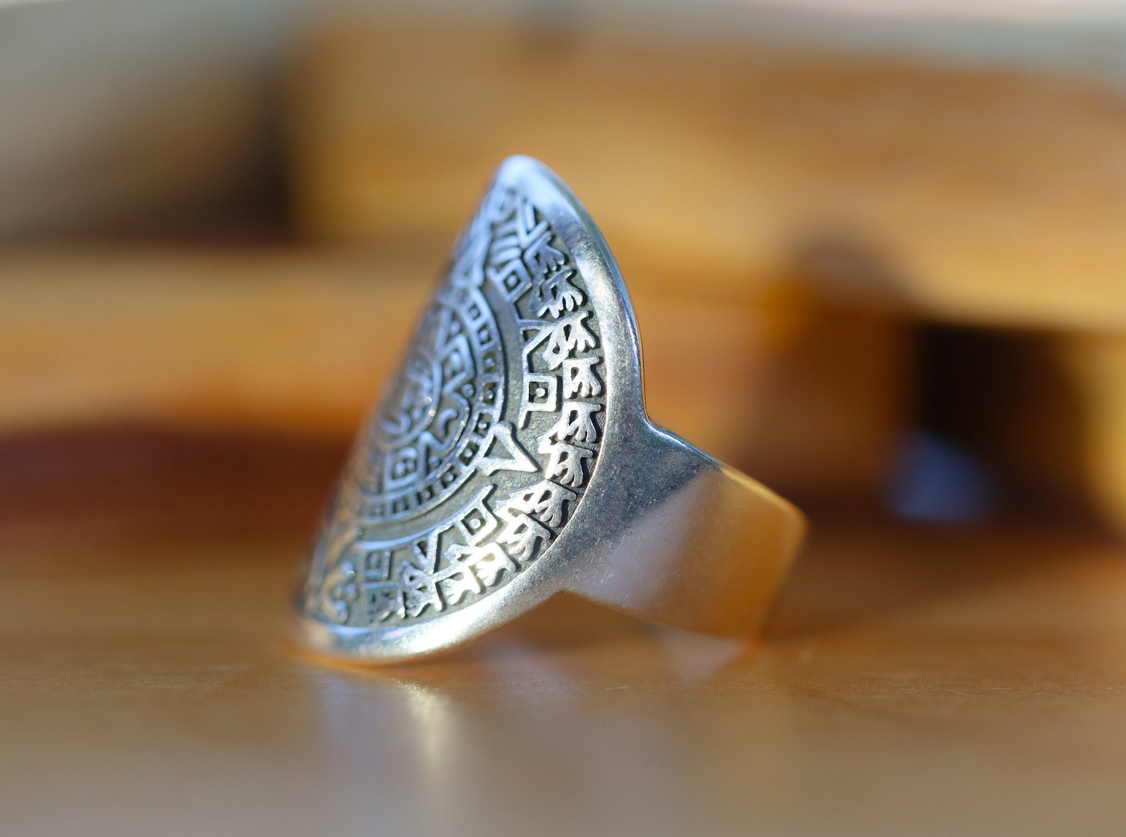 Big Aztec Calendar Ring Handmade Aztec Calendar Solid Silver - Etsy