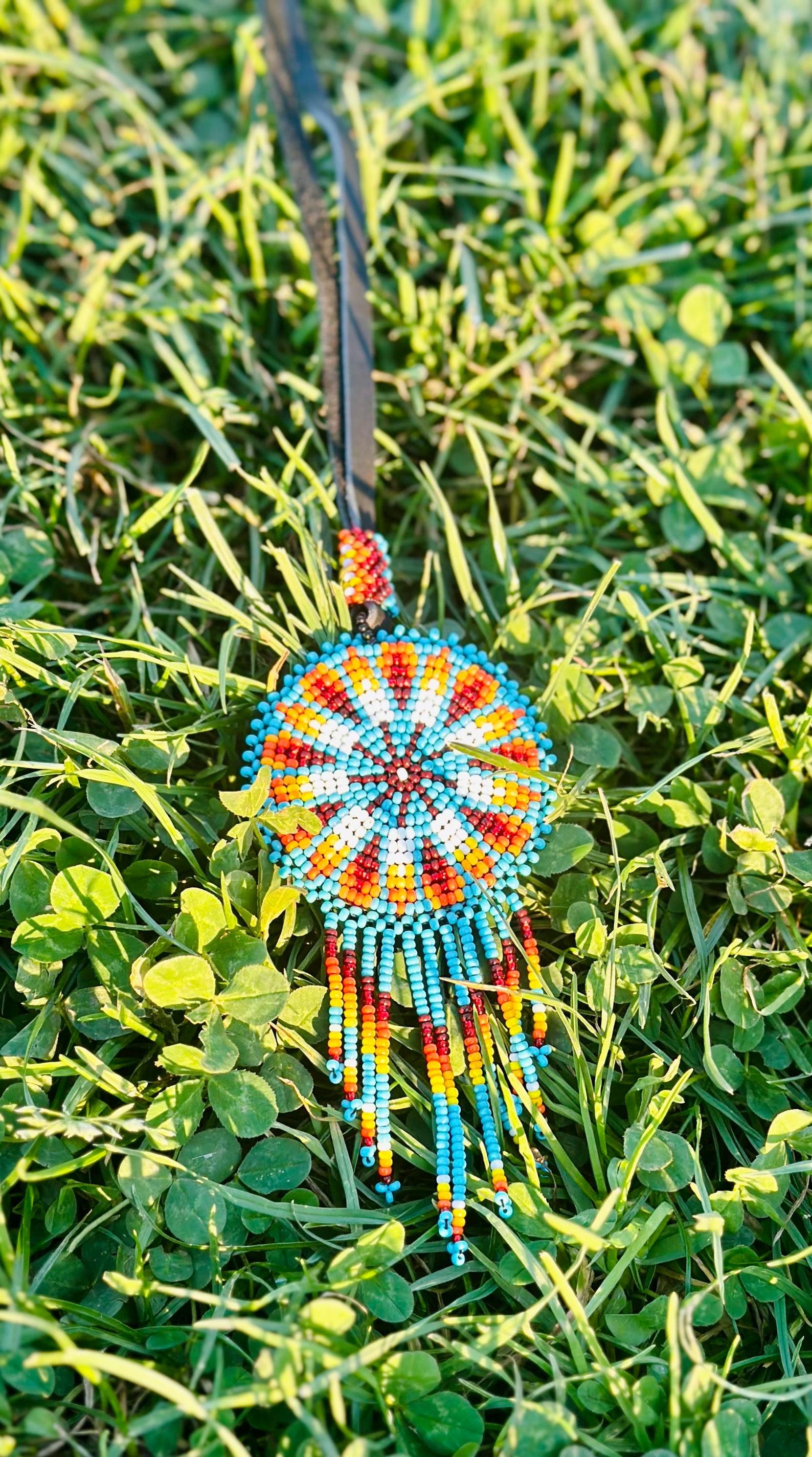 Beaded Medallion Necklace, Handmade Beaded Necklace, Multi Color Bead ...