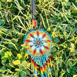 Beaded Medallion Necklace, Handmade Beaded Necklace, Multi Color Bead ...