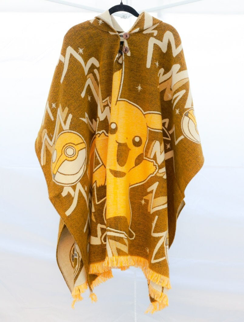 Pokemon Poncho, Alpaca Wool Poncho, Unisex Pokemon Poncho, Pikachu ...