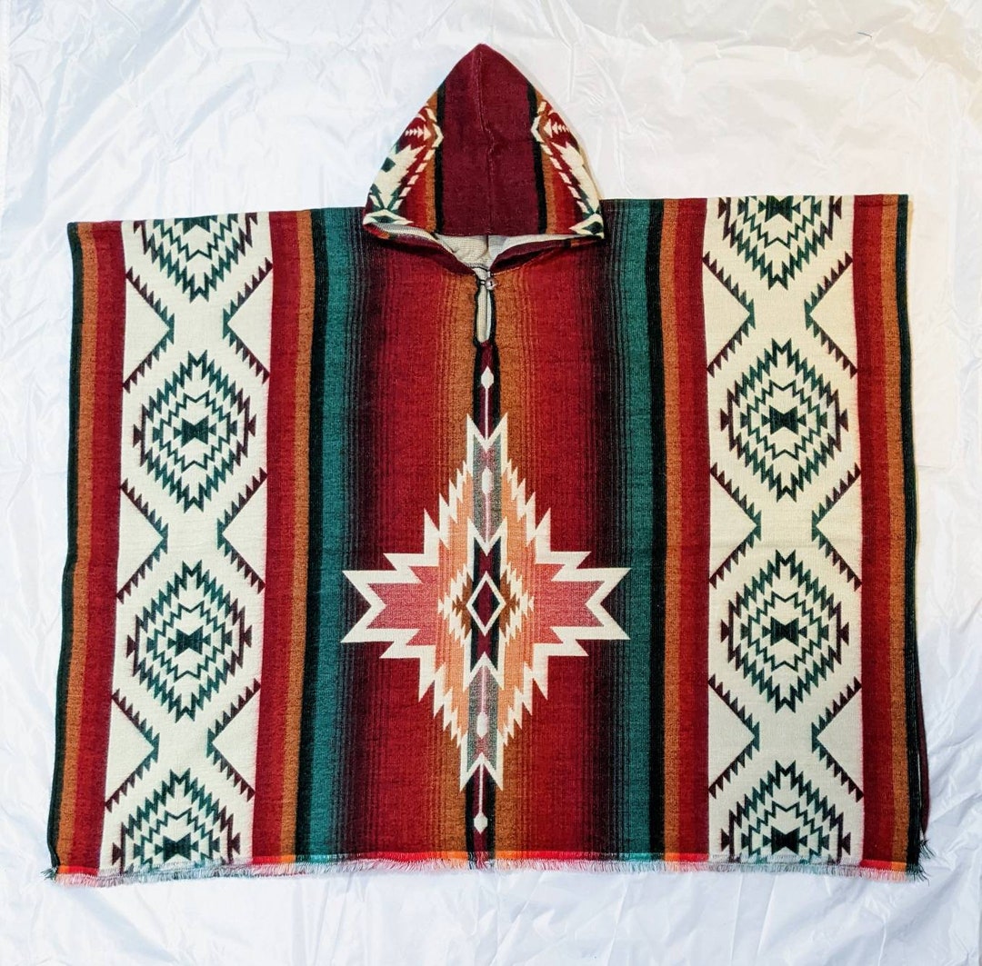 Handmade Alpaca Poncho, Reversilble Poncho, Geometric Design Poncho ...