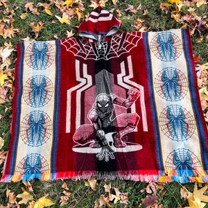 Spider Man Poncho, Alpaca Hooded Poncho, Marbel Comics Poncho, Unisex ...