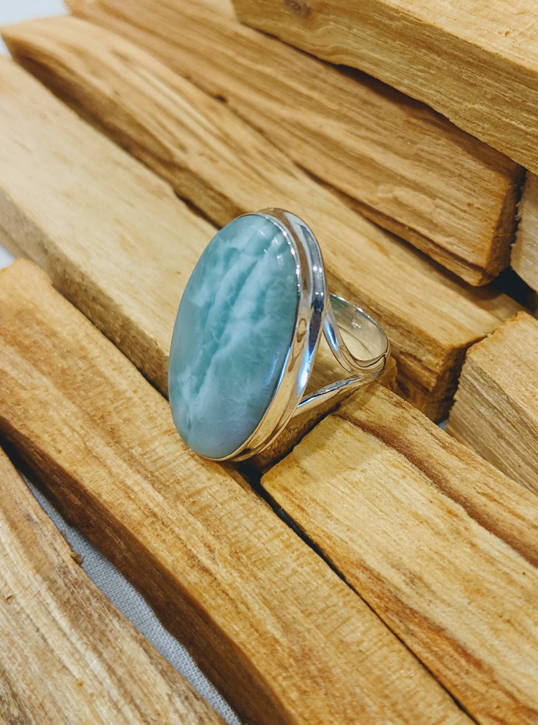 Larimar Silver Ring, Sky Blue Gem Stone on Silver, One of a Kind of ...