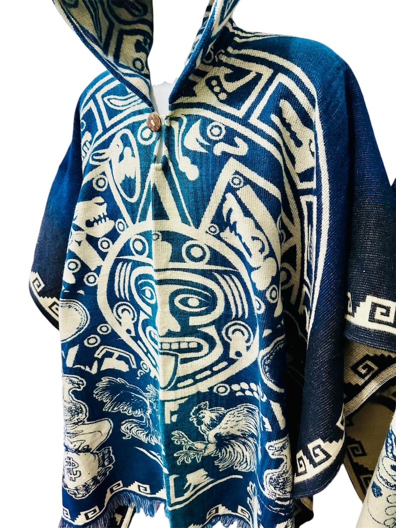Mayan Calendar Poncho, Unisex Poncho, Handmade Poncho, Alpaca Wool ...