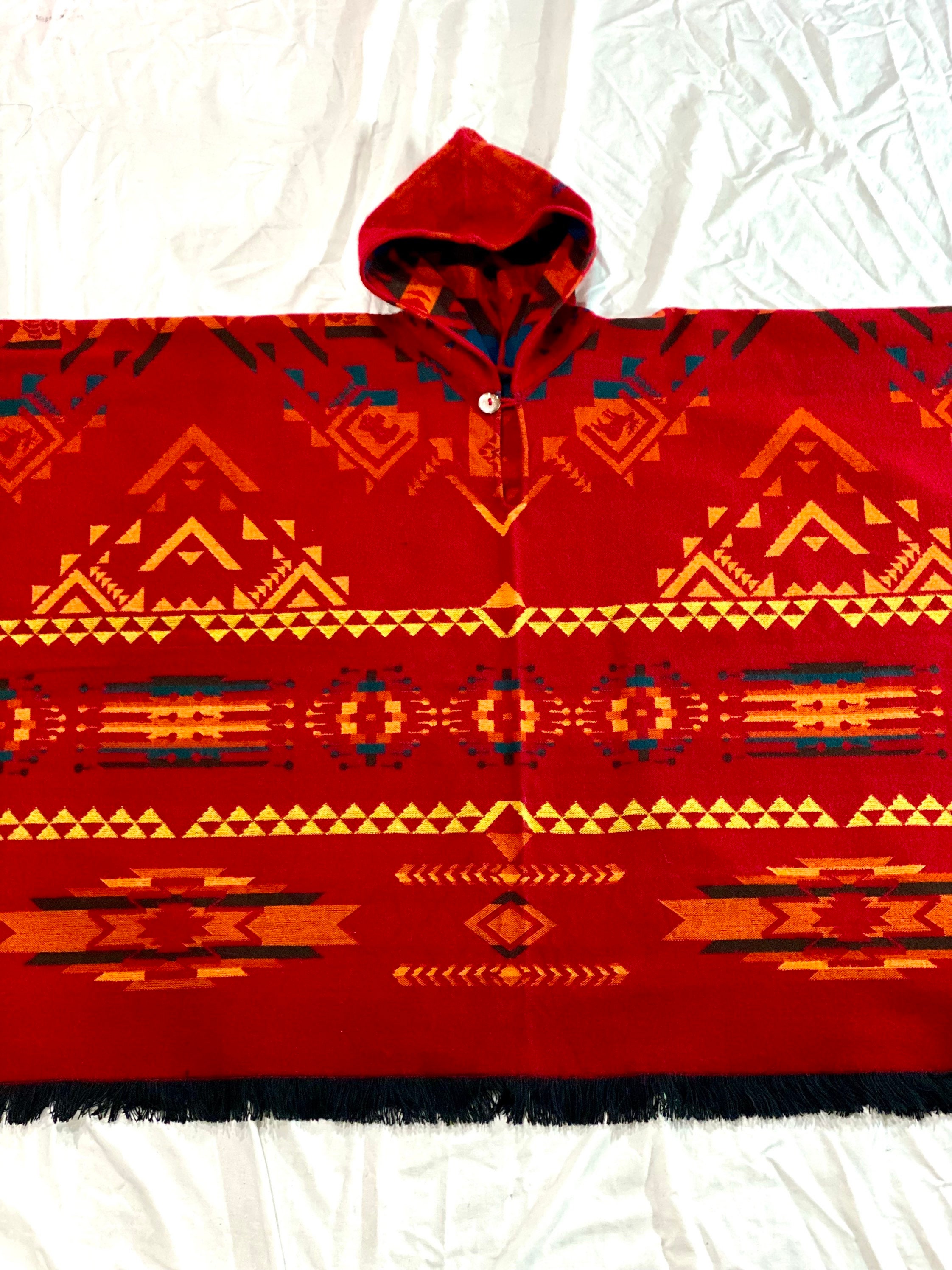 Red Poncho Handmade Alpaca Wool Poncho Reversilble Poncho - Etsy