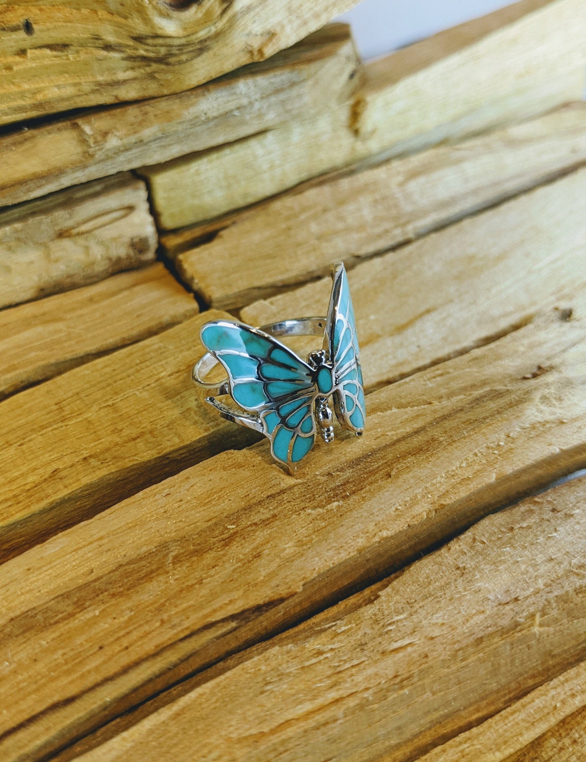 Turquoise Butterfly Ring Silver Butterfly Ring Butterfly - Etsy