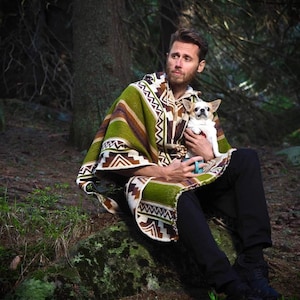 100 % Wool Western Poncho, Thick Heavy Duty Poncho, Native Tribal ...