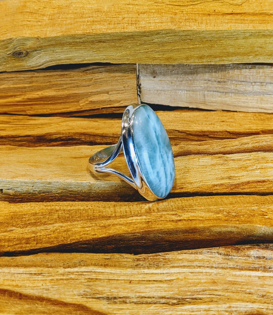 Larimar Silver Ring, Sky Blue Gem Stone on Silver, One of a Kind of ...