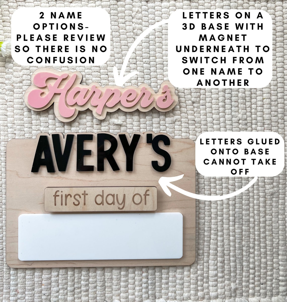Personalized First Day of School Board, Back to School Sign, First Day ...