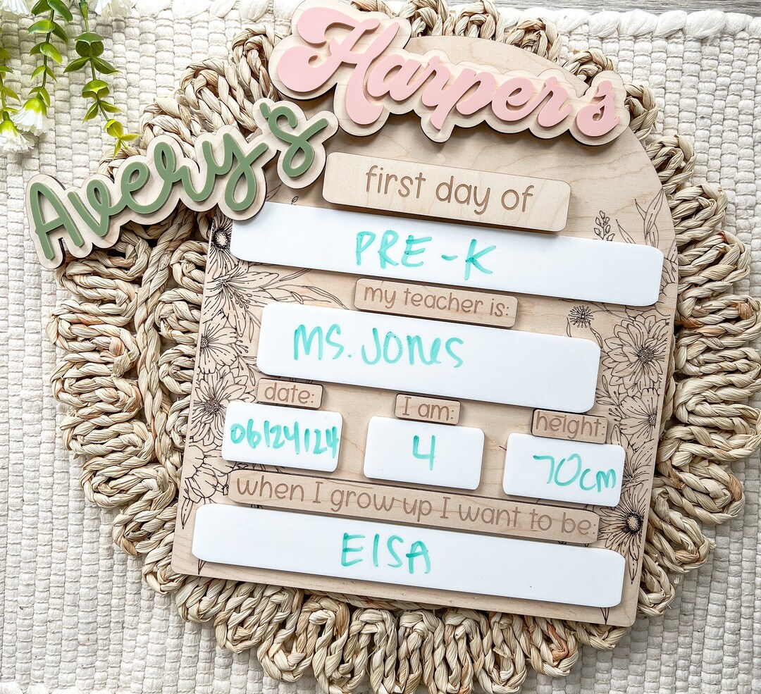 Personalized First Day of School Board, Back to School Sign, First Day ...