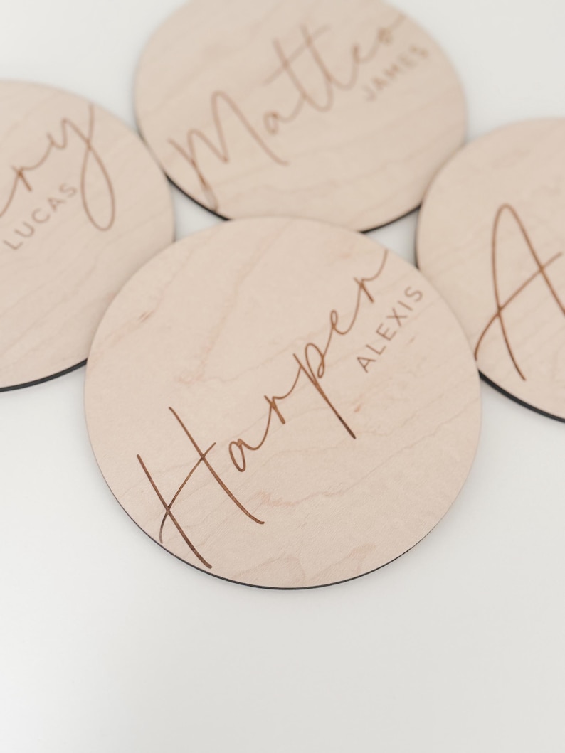 Personalized Baby Name Sign, Hospital Announcement Disc, Wooden Birth ...