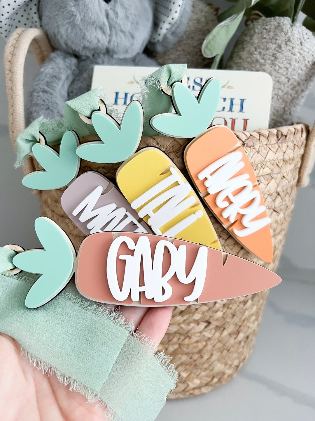 Easter Basket Tags, Personalized Carrot Easter Basket Tags, Easter ...