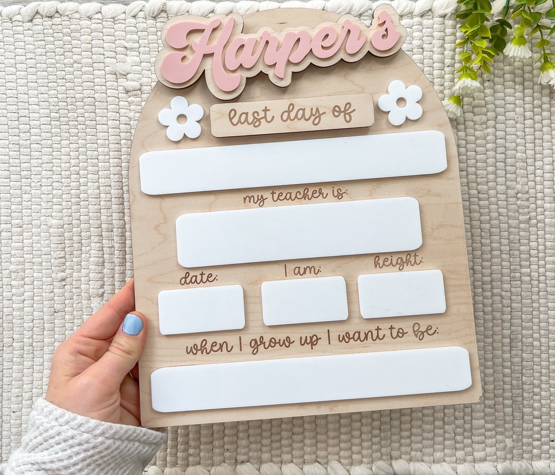 Personalized First Day of School Board, Back to School Sign, First Day ...