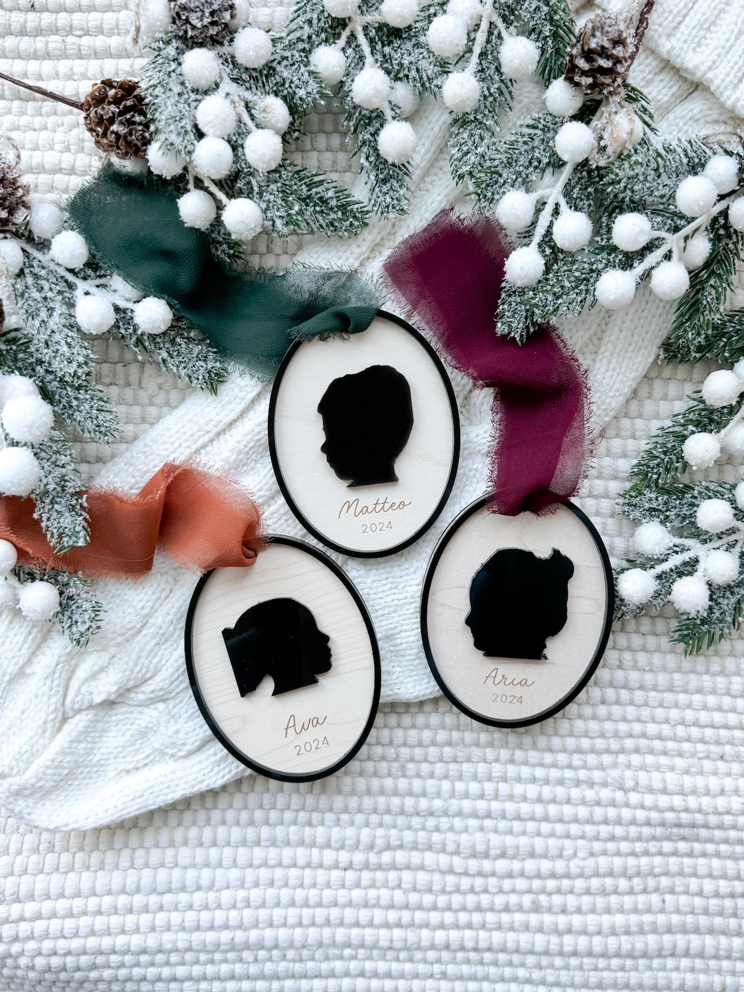 Child Silhouette Ornament, Kid’s Profile Ornament Personalized Ornament ...