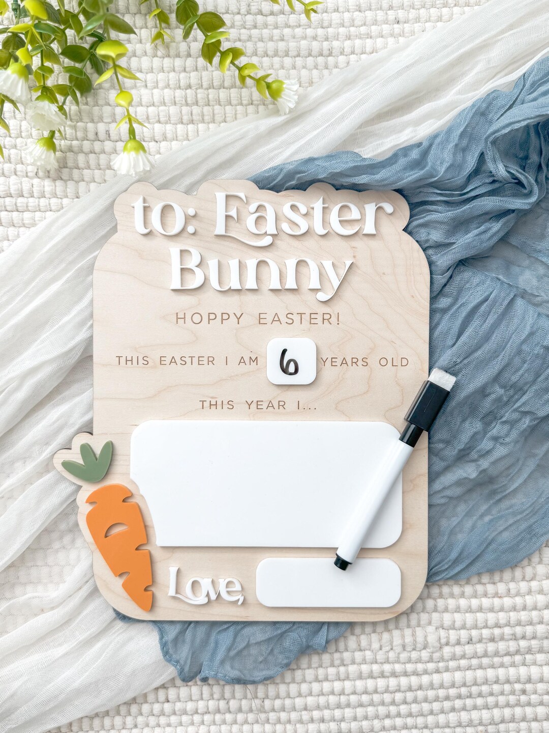 Dear Easter Bunny Board, Easter Dry Erase Bunny Board, Cute Easter Gift ...