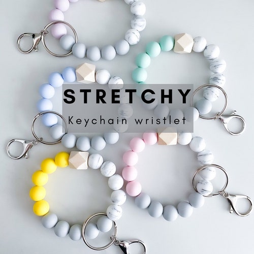 Stretchy Keychain Wristlet Silicone Beaded Wristlet Keychain - Etsy