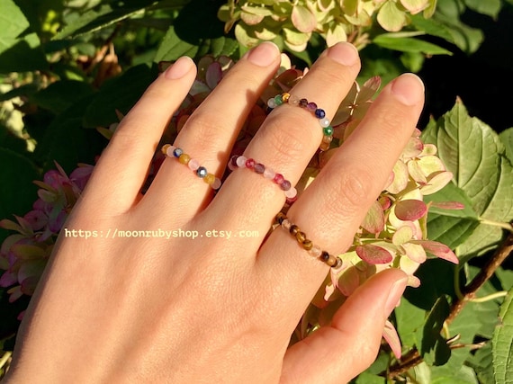 Elastic Anti Anxiety Fidget Rings Made of Natural Faceted Gemstones in Combinations for Love Luck Confidence and More Etsy Italia