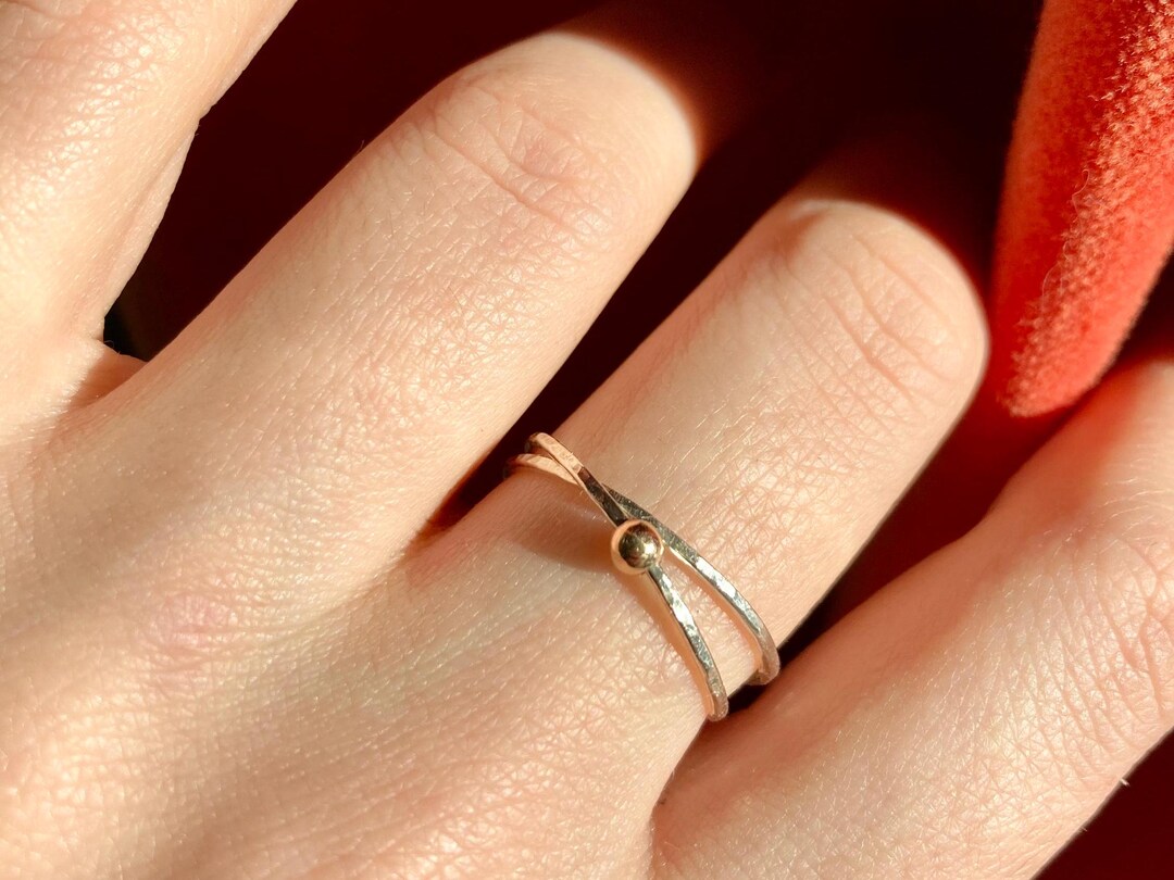 Handmade Silver Anti-anxiety Ring Made of Two Joined Thin Rings & Solid ...