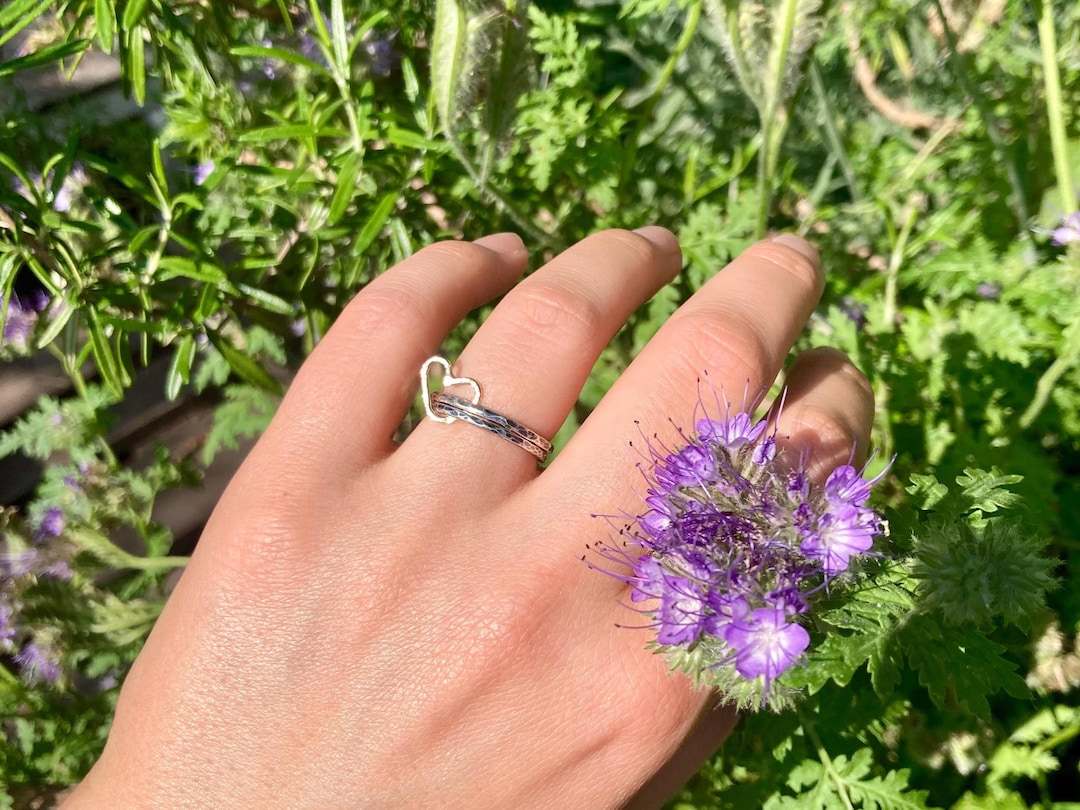 Handmade Silver and 9K Gold Anti-anxiety Ring Made of Two Joined ...