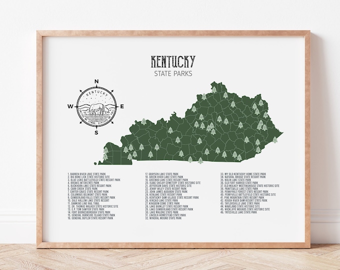 Kentucky State Parks Map, Family Adventure Map Gift - Etsy