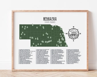 Nebraska State Parks Map - Etsy