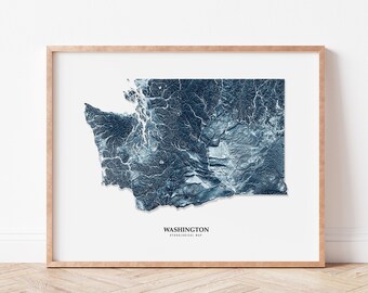 Illustrated Washington State Art Print, Cute Washington Map Print ...