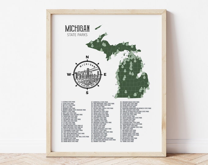 Michigan State Parks Map Print - Etsy