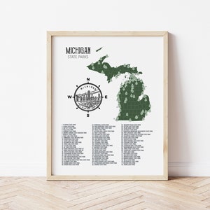 Michigan State Parks Map Print - Etsy