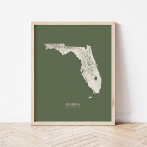 Florida Hydrological Map Poster (green) - Etsy