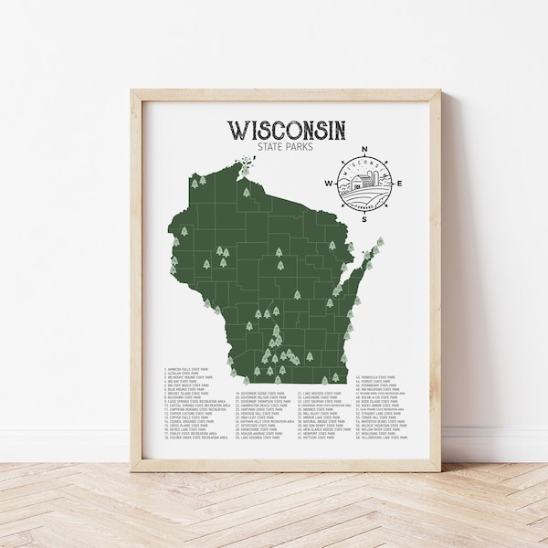 Wisconsin State Park Maps - Etsy