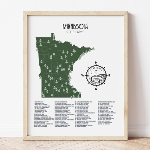 Minnesota State Parks Map & Checklist 11x17 - Etsy
